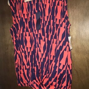 Eclair | Tops | Eclair Coral Navy Tribal Geometric Open Front Top ...